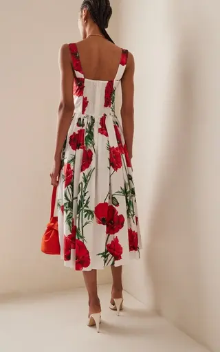 Dolce & Gabbana Poppy-print Cotton Midi Dress