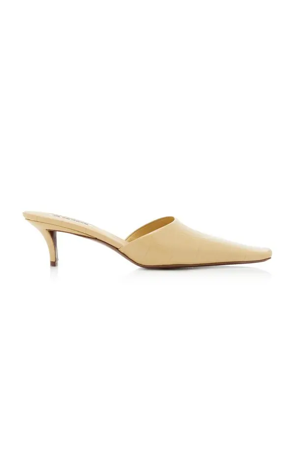 JIL SANDER Croc-embossed Kitten Heel Mules