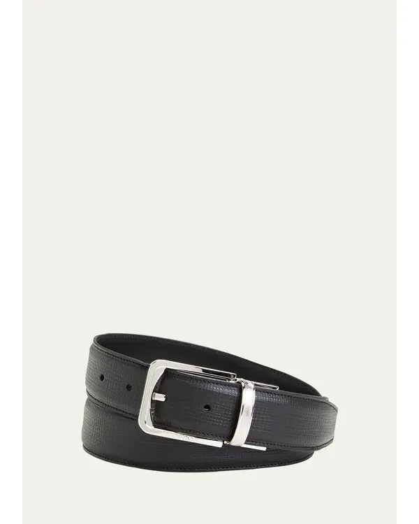 Zegna Reversible Adjustable Leather Belt - Black