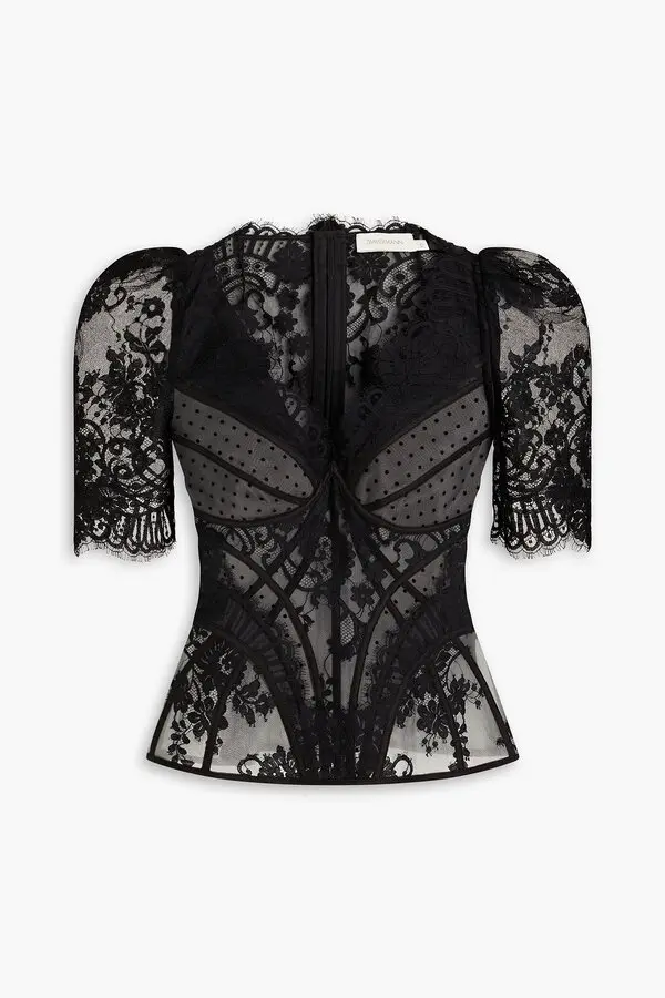 Zimmermann Gathered Cotton-blend Lace Top