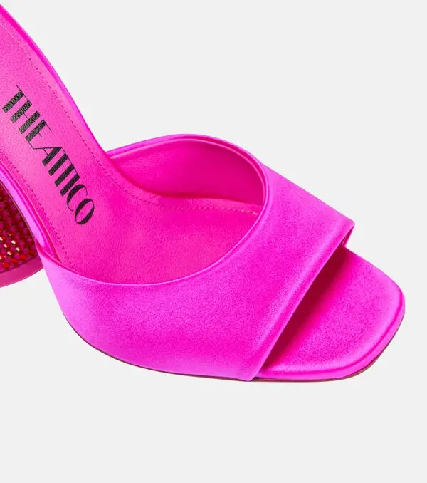 Attico Luz Embellished Satin Mules - Pink