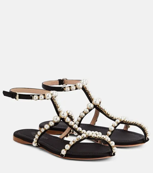 Giambattista Valli Maharani Faux Pearl-embellished Sandals - Black