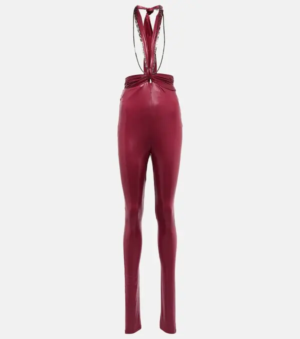 Attico Ruby Chain-trimmed Leggings - Red