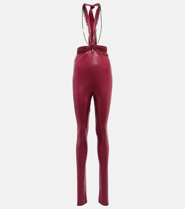 Attico Ruby Chain-trimmed Leggings - Red