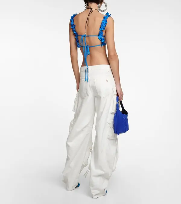 Attico Glory Ruffled Satin Bralette