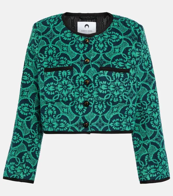 MARINE SERRE Jacquard Cropped Jacket - Multicoloured
