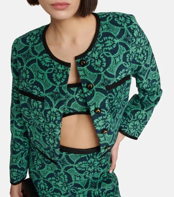 MARINE SERRE Jacquard Cropped Jacket - Multicoloured