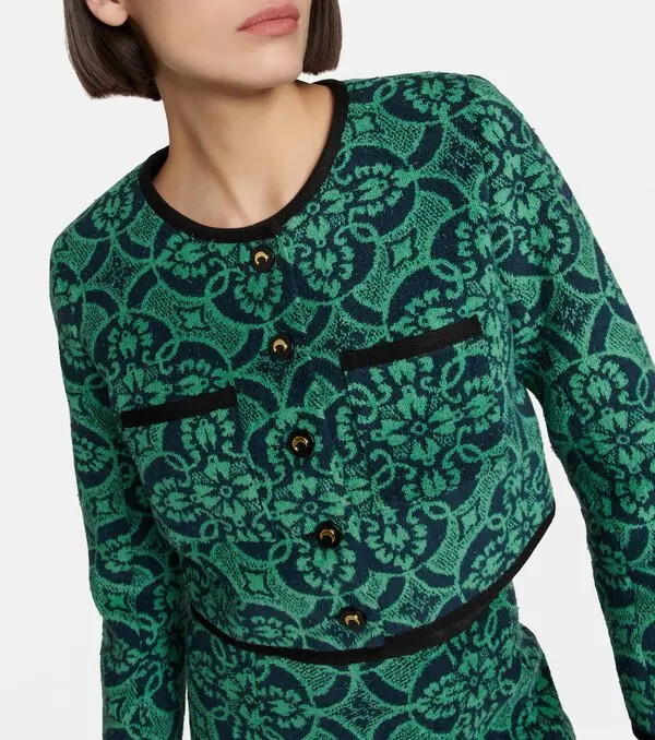 MARINE SERRE Jacquard Cropped Jacket - Multicoloured