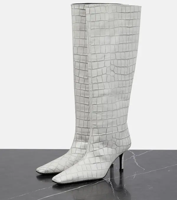 Acne Studios Croc-effect Leather Knee-high Boots