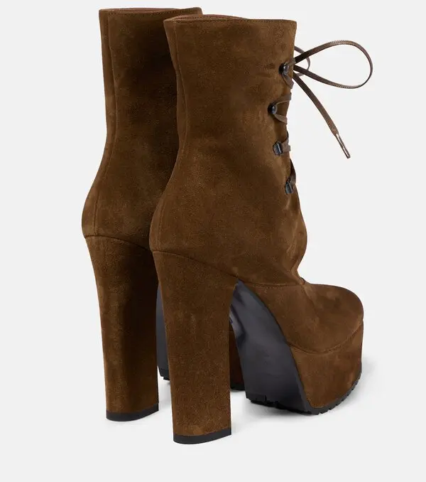 Alaïa Trekk Suede Ankle Boots - Brown