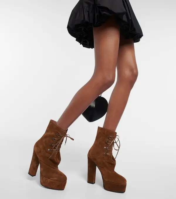 Alaïa Trekk Suede Ankle Boots - Brown