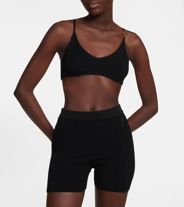 Jacquemus Le Short Pralu Ribbed-knit Shorts - Black