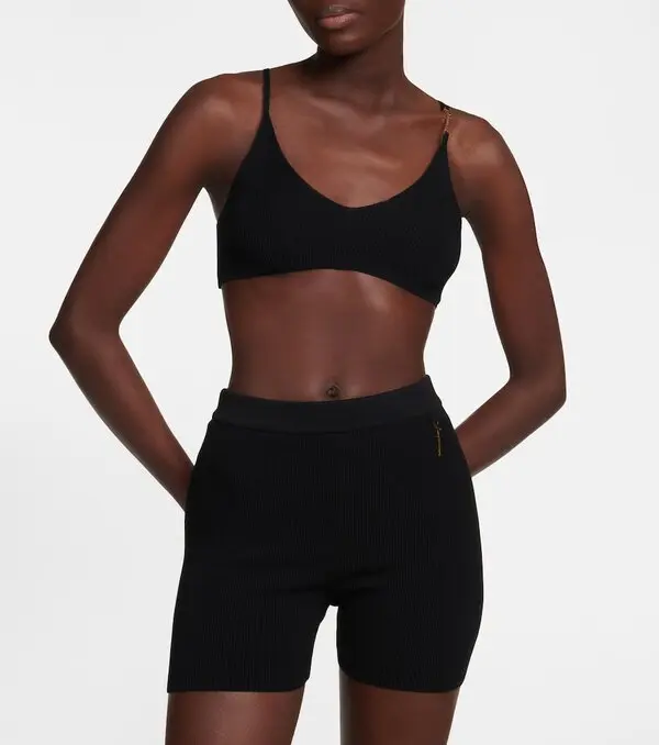 Jacquemus Le Short Pralu Ribbed-knit Shorts - Black