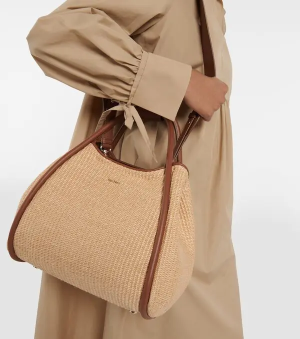 Max Mara Marine Raffia-effect Tote Bag