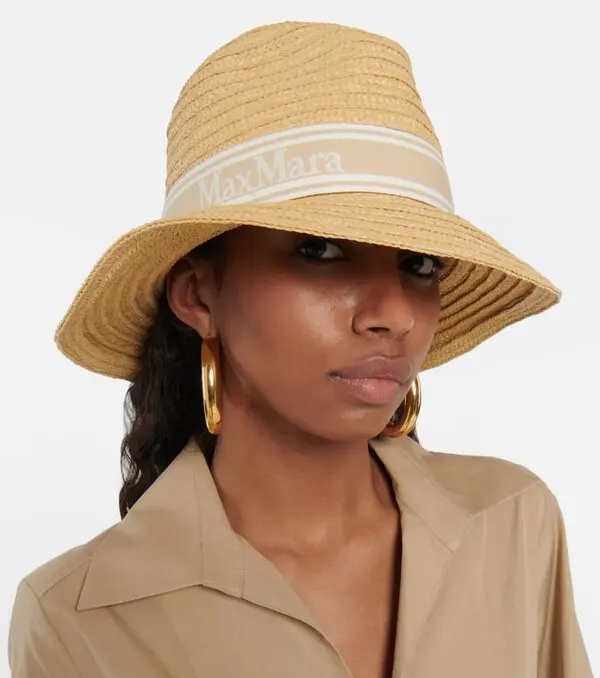 MaxMara Beige Chiffon Hat Max Mara Chiffon Straw-Effect Hat In Beige - 30% Off  main image 2