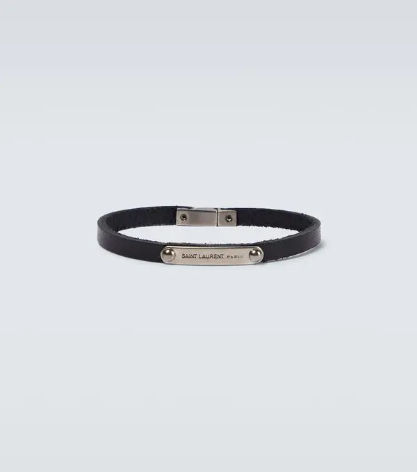 Saint Laurent Leather Bracelet - Black