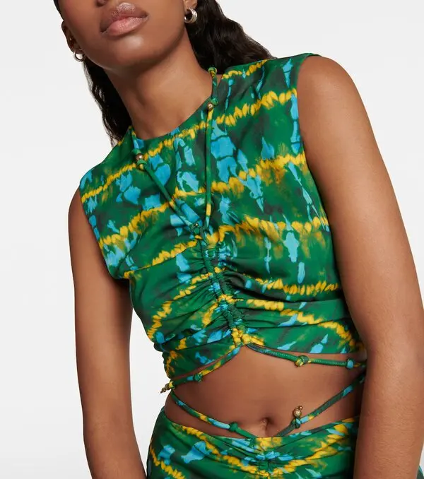 Altuzarra Ayana Printed Ruched Crop Top