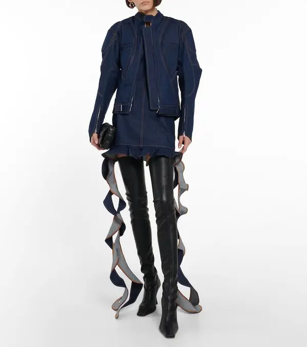 David Koma Corset Mini Denim Dress