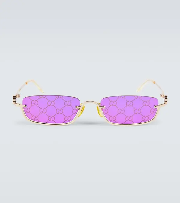 Gucci Gg Rectangular Sunglasses - Gold