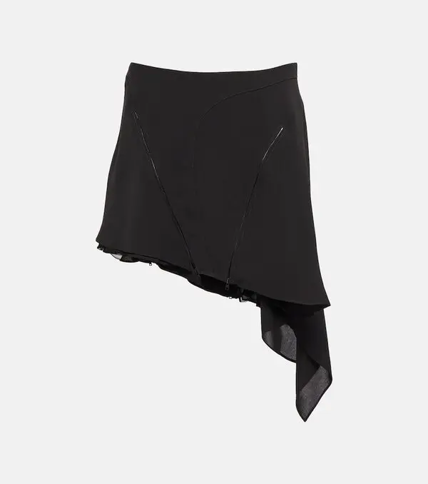 MUGLER Asymmetrical High-rise Miniskirt - Black