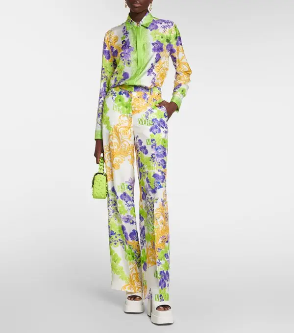 Versace Floral Wide-leg Pants - Multicoloured