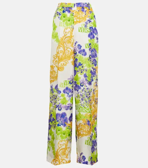 Versace Floral Wide-leg Pants - Multicoloured