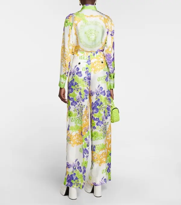 Versace Floral Wide-leg Pants - Multicoloured