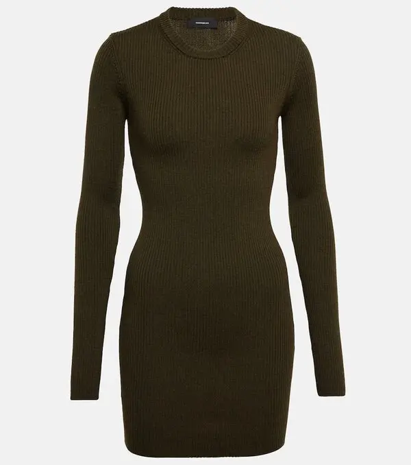 green tiered mini dress Lil Legs Ribbed Placket Long Sleeve Dress main image 1