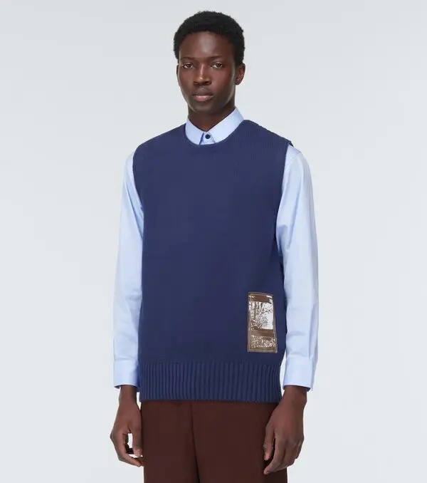 GR10K Embroidered Cotton Sweater Vest