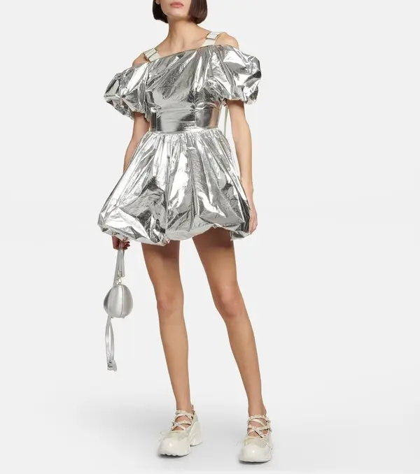 Simone Rocha Puff-sleeve Metallic Minidress