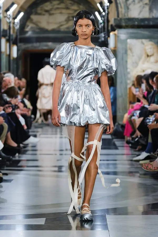 Simone Rocha Puff-sleeve Metallic Minidress