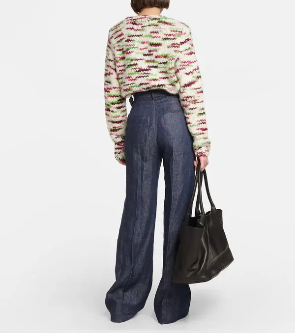 Gabriela Hearst Belted High-rise Wide-leg Linen Pants - Blue