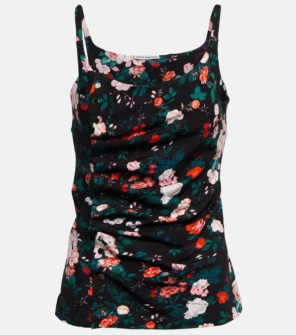 Rabanne Ruched Floral Top - Multicoloured