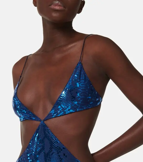 Oseree Snake-print Cutout Swimsuit