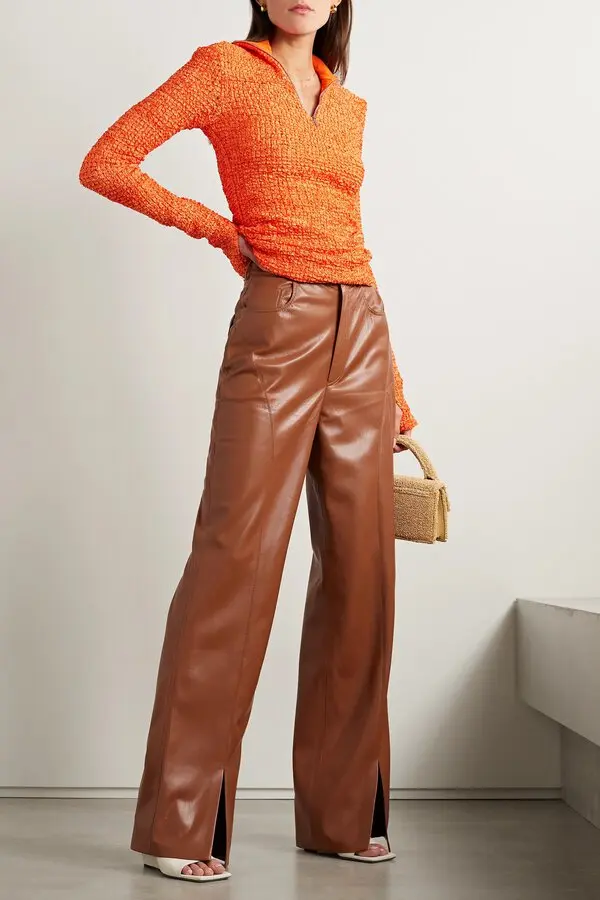 Nanushka Basha Vegan Leather Wide-leg Pants