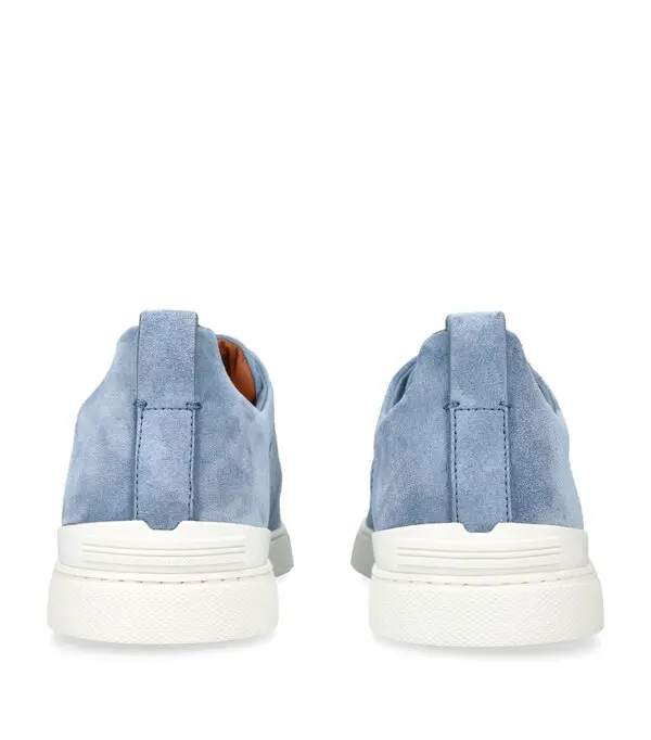 Zegna Suede Triple Stitch Sneakers - Blue
