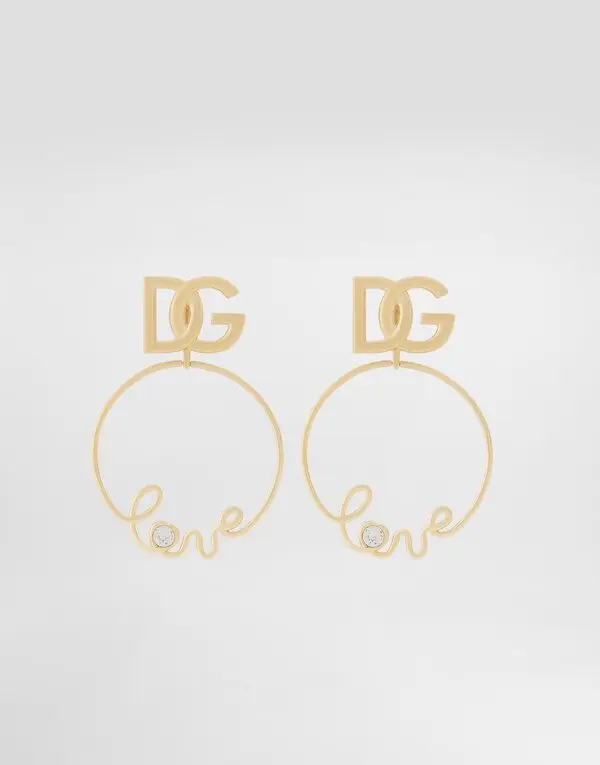 Dolce & Gabbana Clip-on “love” Earrings With Dg Logo - Gold