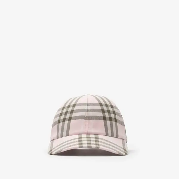 Burberry Check Cotton Baseball Cap - Mallow Pink