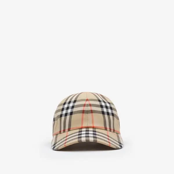 Burberry Check Cotton Baseball Cap - Sand Beige