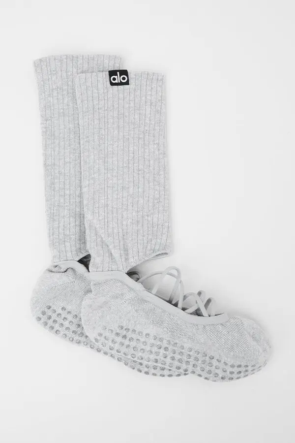 Alo Yoga Strappy Siren Grip Socks - Athletic Heather Grey