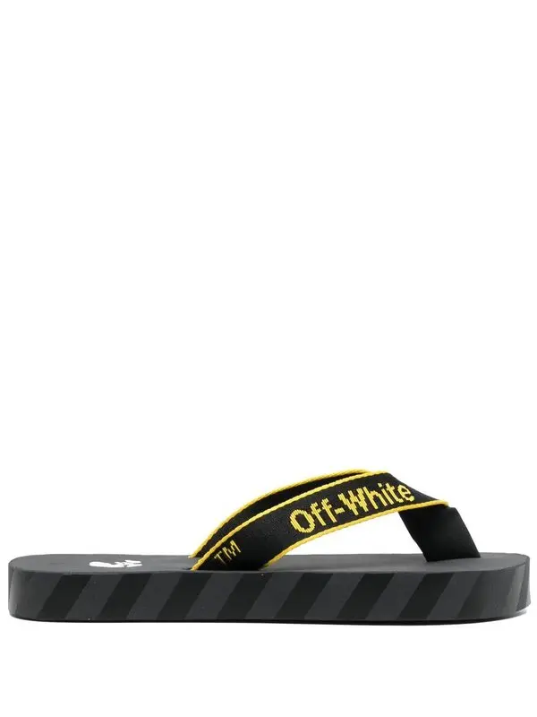 Off-White Logo-Print Flip Flops - Black | Editorialist display picture 1
