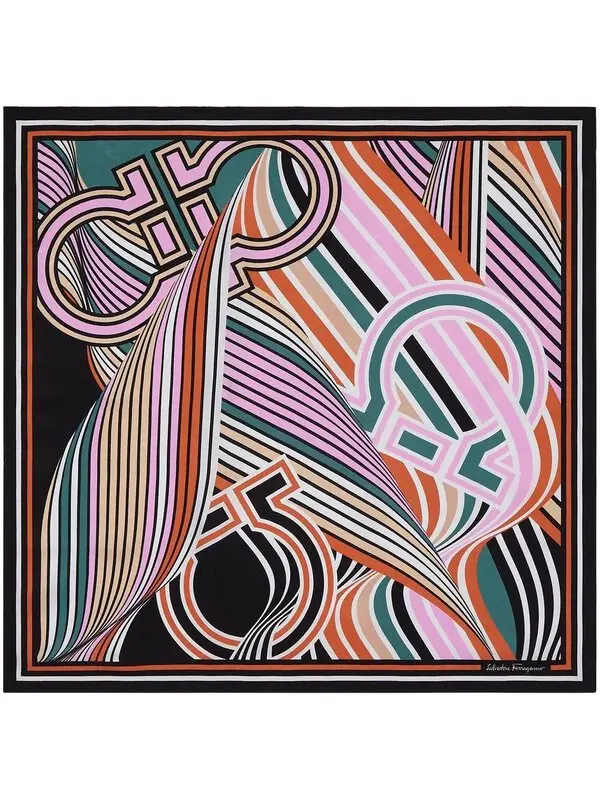 FERRAGAMO Gancio Silk Ribbon-print Foulard