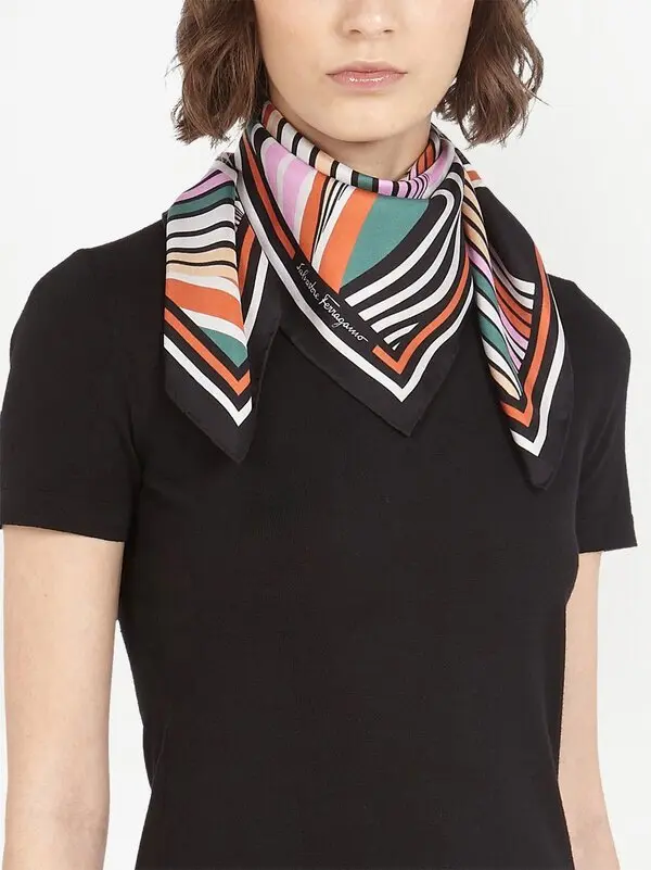 FERRAGAMO Gancio Silk Ribbon-print Foulard