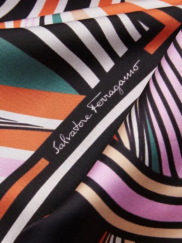 FERRAGAMO Gancio Silk Ribbon-print Foulard