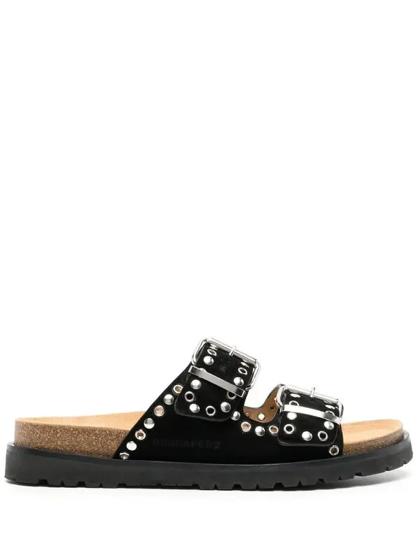 Dsquared2 Double-buckle Suede Sandals - Black