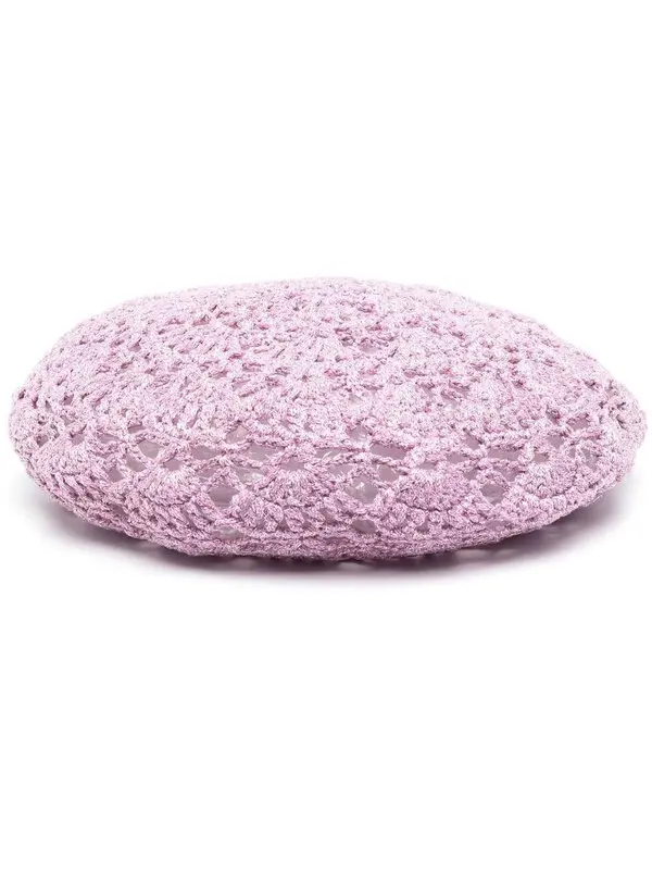 GANNI Crochet-knit Beret - Pink