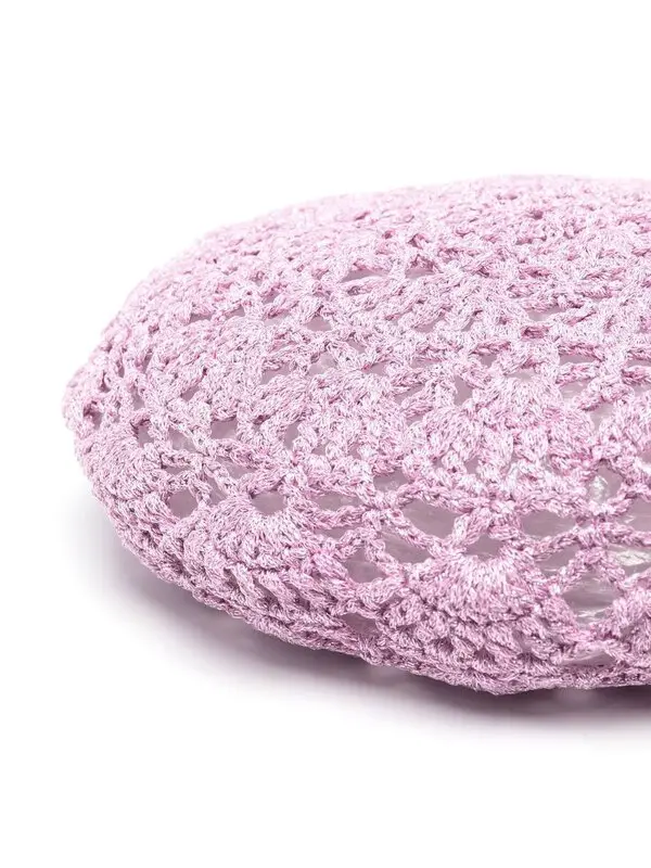 GANNI Crochet-knit Beret - Pink