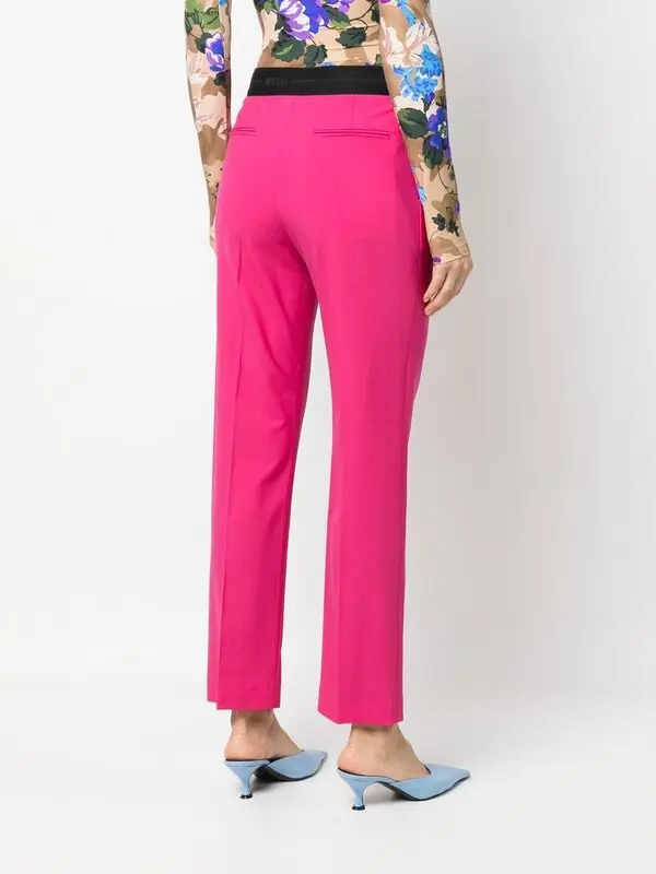 MSGM Contrast Waistband Trousers - Pink