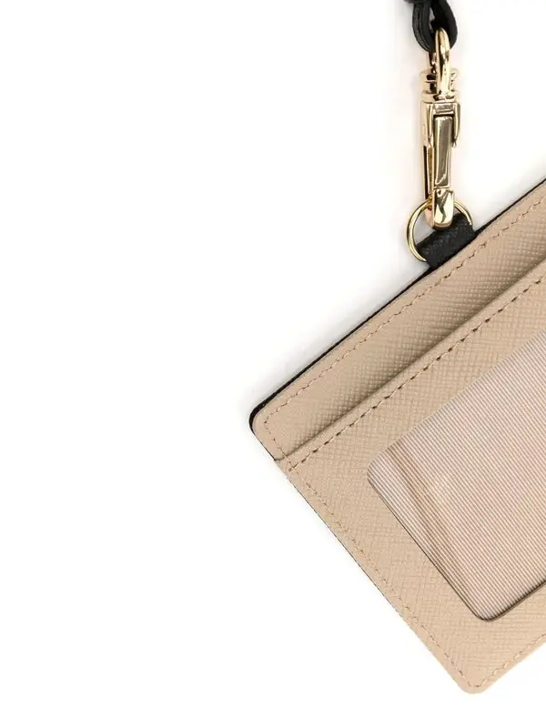 AGNES B. Logo-plaque Neck-strap Leather Cardholder