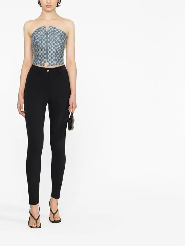 MISBHV Monogram-jacquard Strapless Corset Top